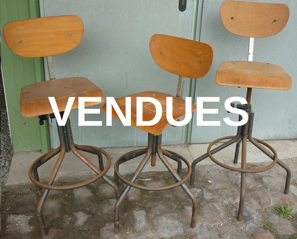 Lot de 3 chaises hautes en bois et métal de type industriel - BROC' EN ...